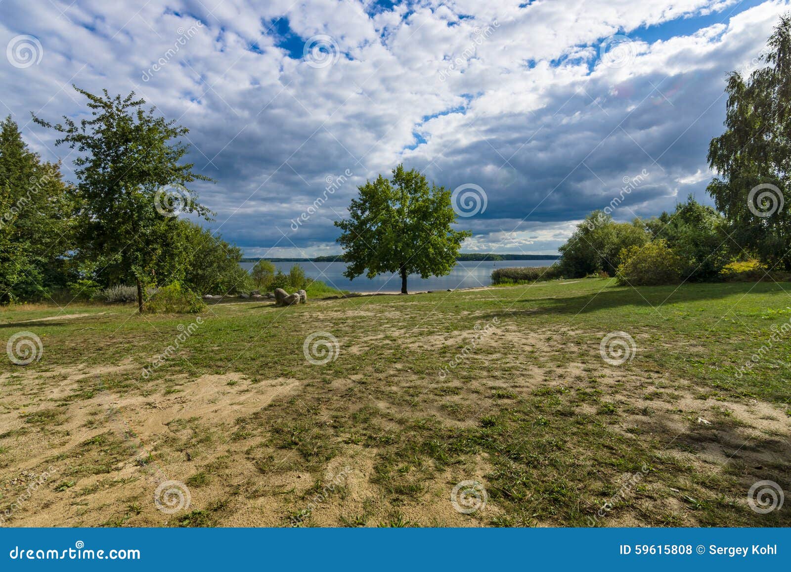 Summer day at the lake. stock photo. Image of green, rural - 59615808