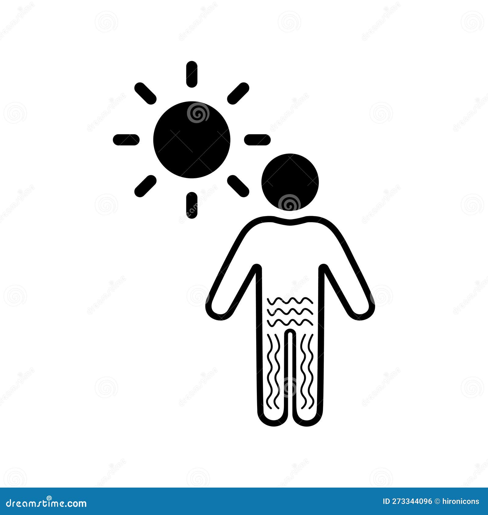 Dehydration Icon, Low Body Water Linear Design Cartoon Vector ...