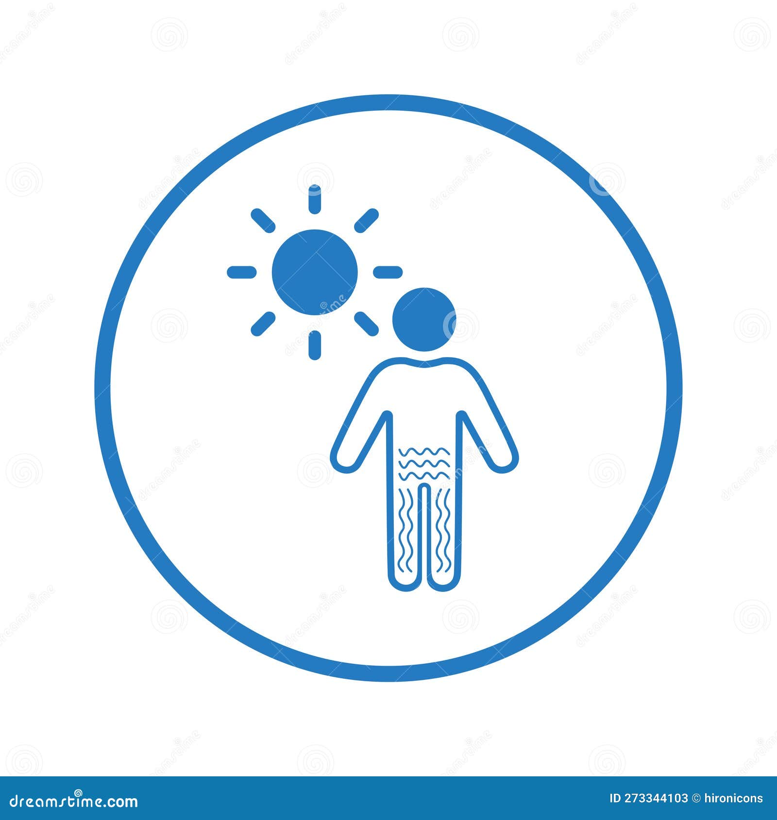 Dehydration Icon, Low Body Water Linear Design Cartoon Vector ...