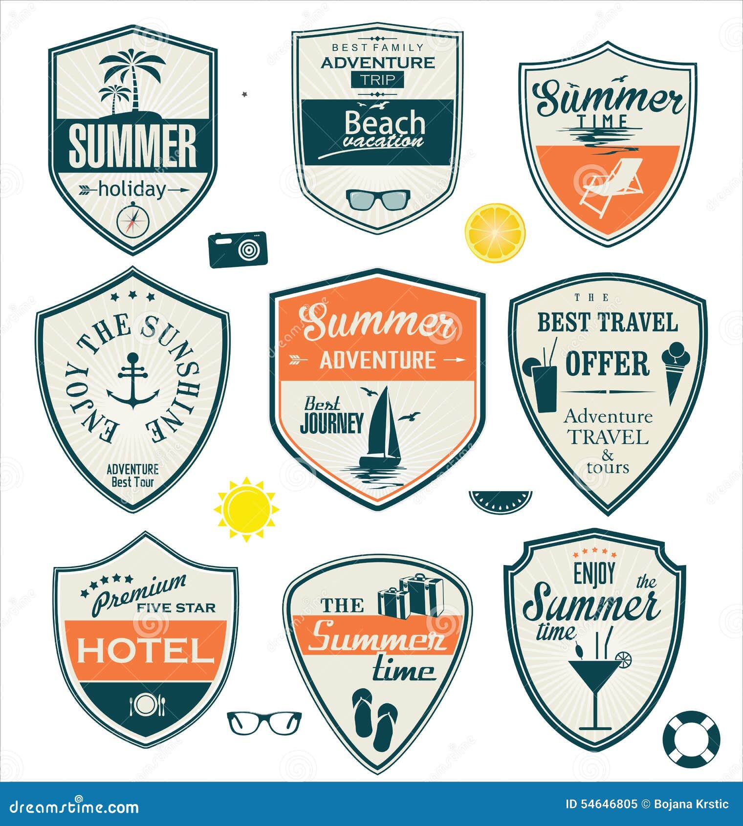 Summer design badges stock illustration. Illustration of badge - 54646805