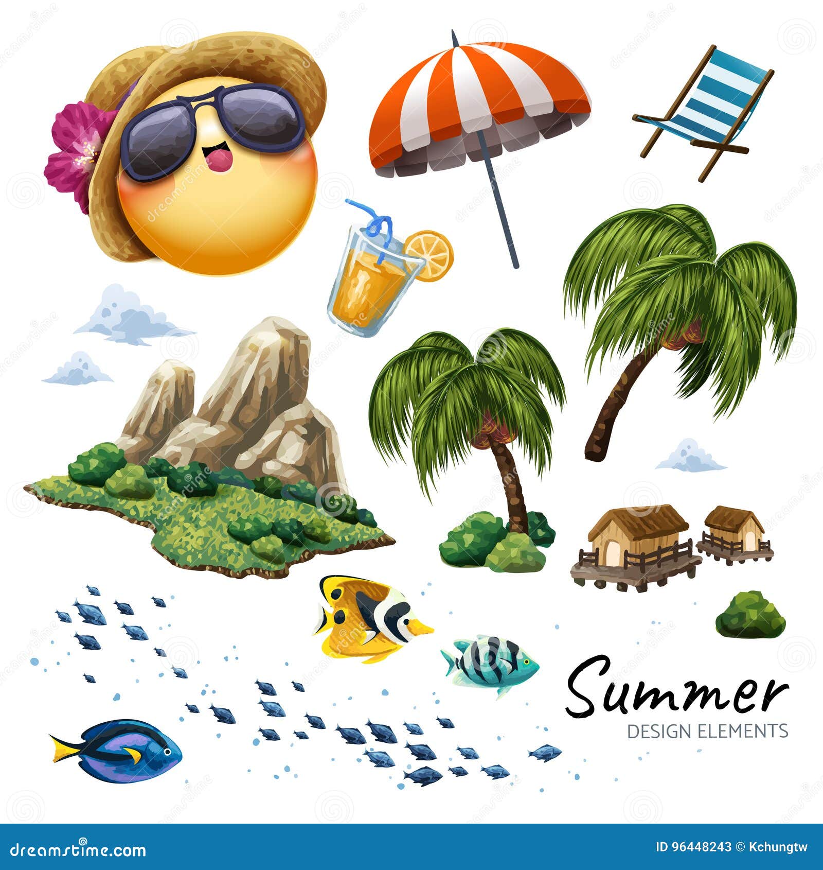 Summer Design Elements Collection Stock Illustration - Illustration of ...