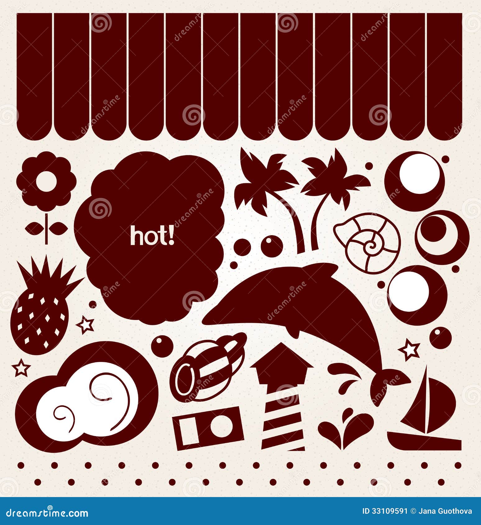 Summer Design Elements in Retro Style ( Brown ) Stock Vector ...