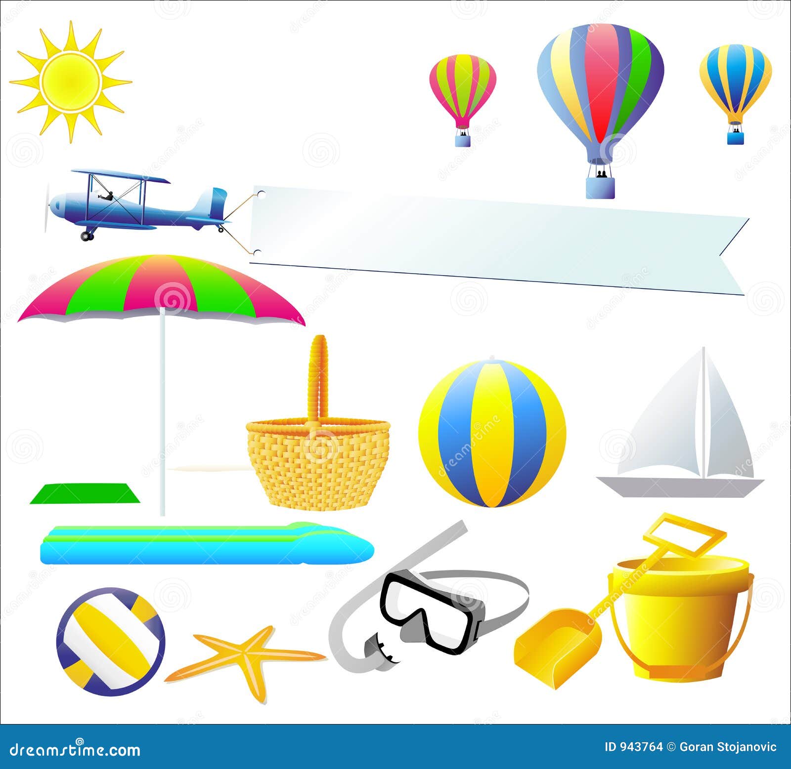Summer Design Elements - Vector Stock Vector - Illustration of sand ...