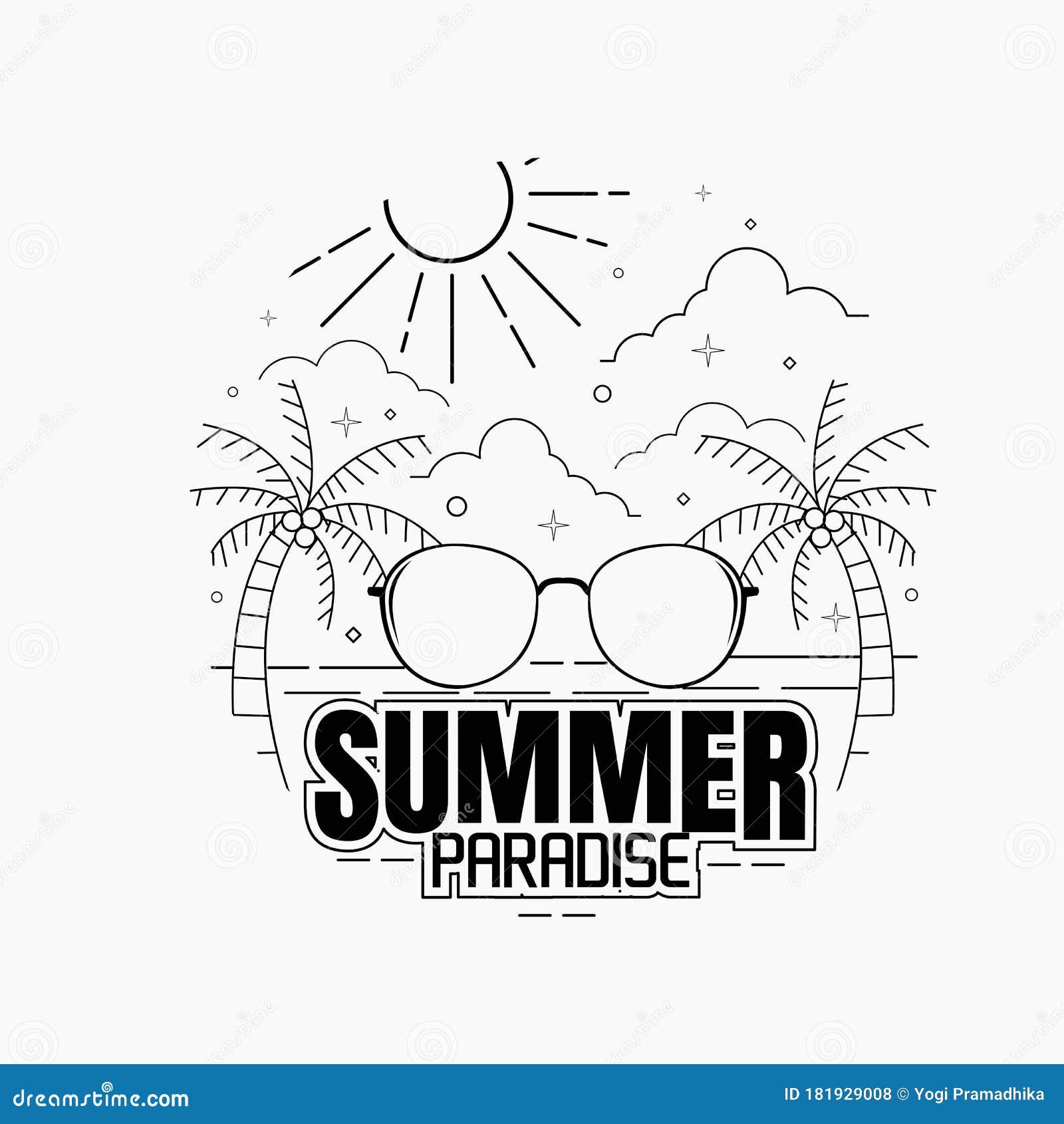 Summer Design Flat Line Art Illustration Vector Stock Vector ...
