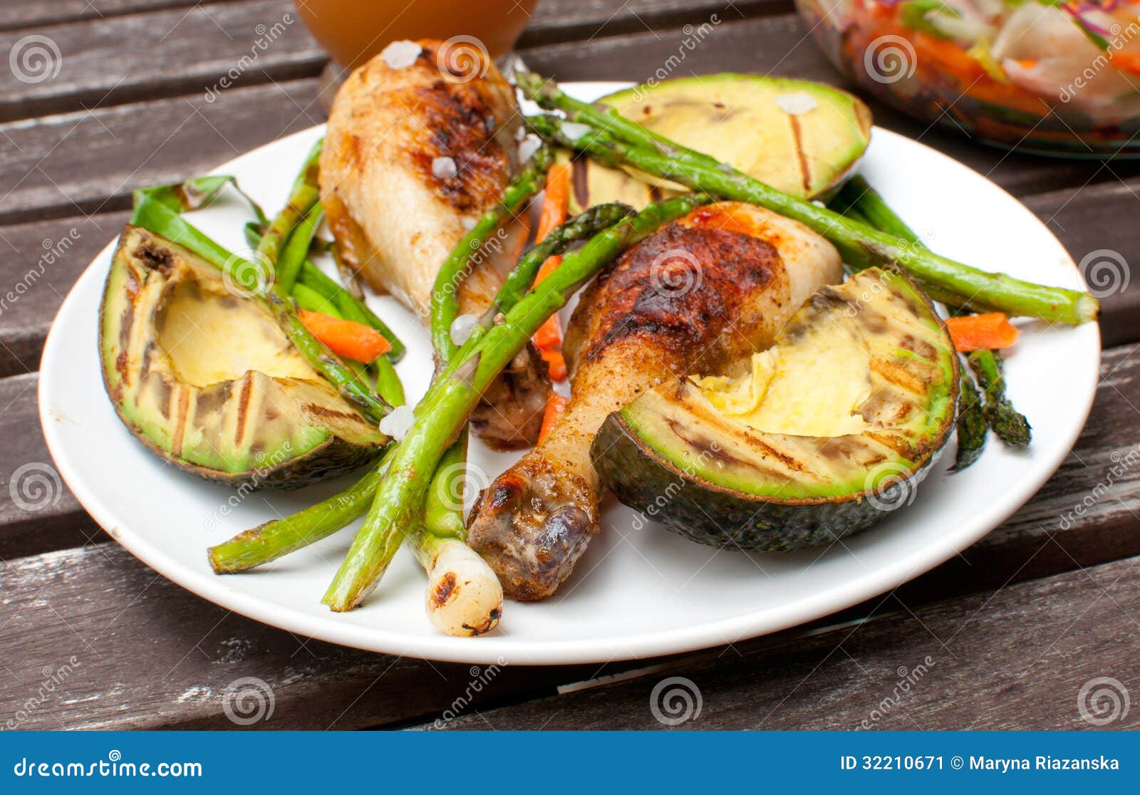 Summer Dinner Outside with Grilled Chicken and Vegetables Stock Image ...