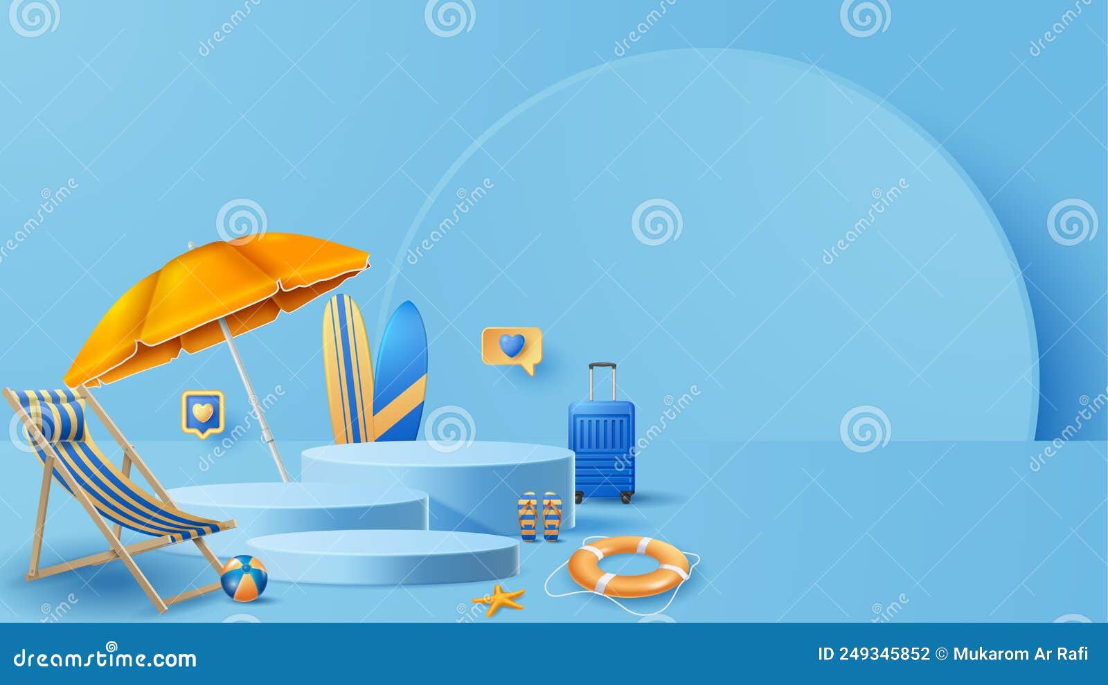 Summer Display Podium Decoration Background with Beach Ornament. Vector ...