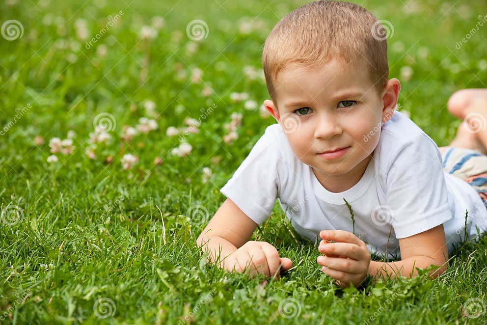 Summer Dreams of a Little Boy Stock Image - Image of lying, caucasian ...
