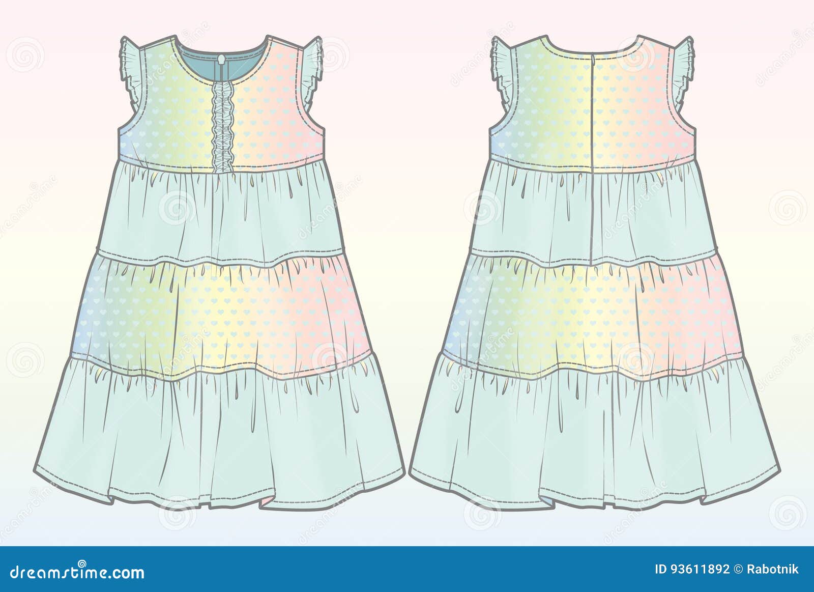 Summer Dress with Gradient Effect Stock Vector - Illustration of baby ...