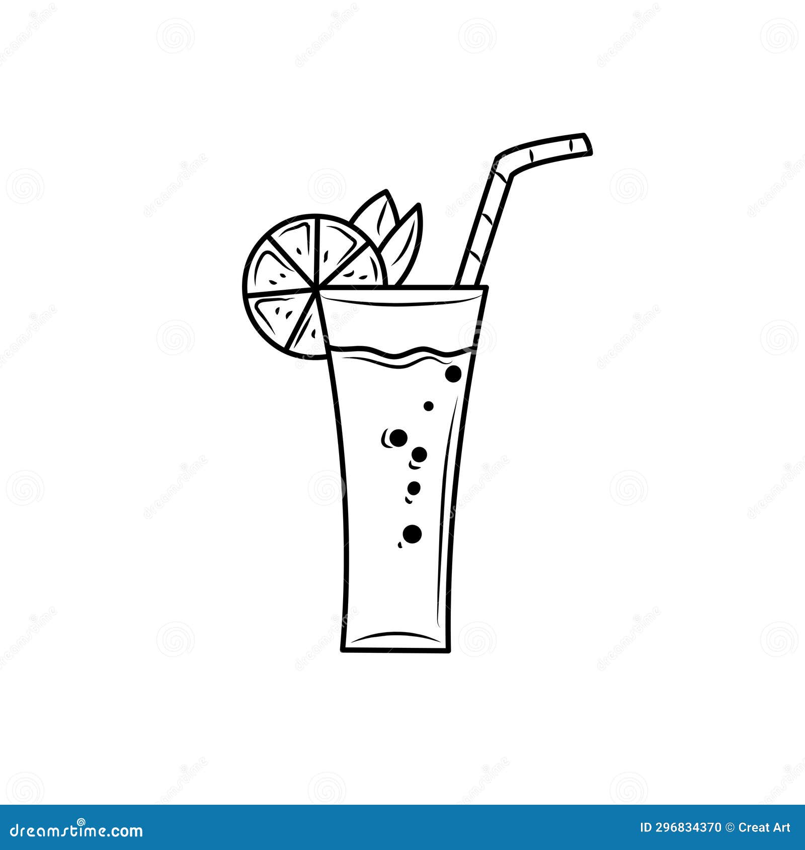 Summer Drink Black Outline Drawing Stock Illustration - Illustration of ...