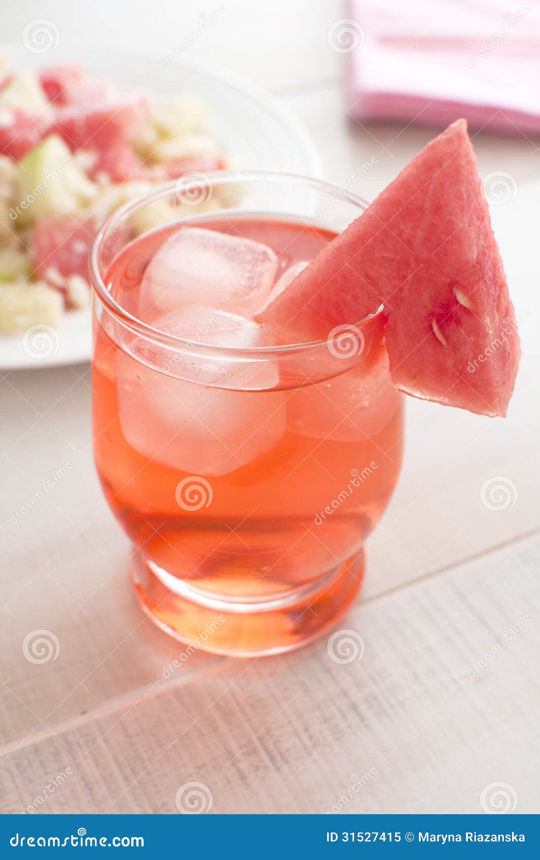 Summer Drink with Watermelon Chunk Stock Image - Image of cold, healthy ...