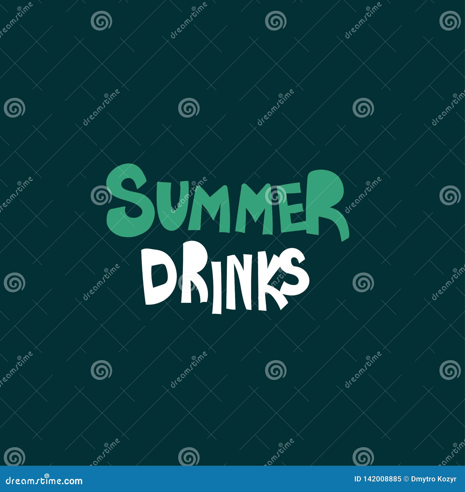 Summer Drinks Hand Drawn Flat Vector Lettering Stock Vector ...