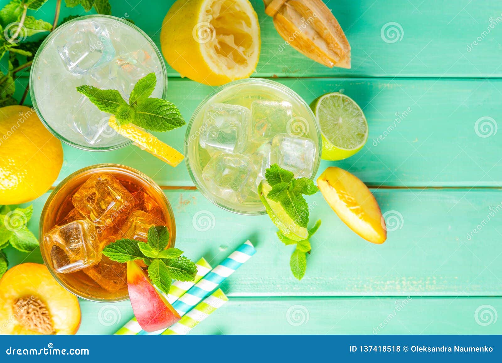 Summer Drinks - Selection of Iced Tea Refreshments Stock Photo - Image ...
