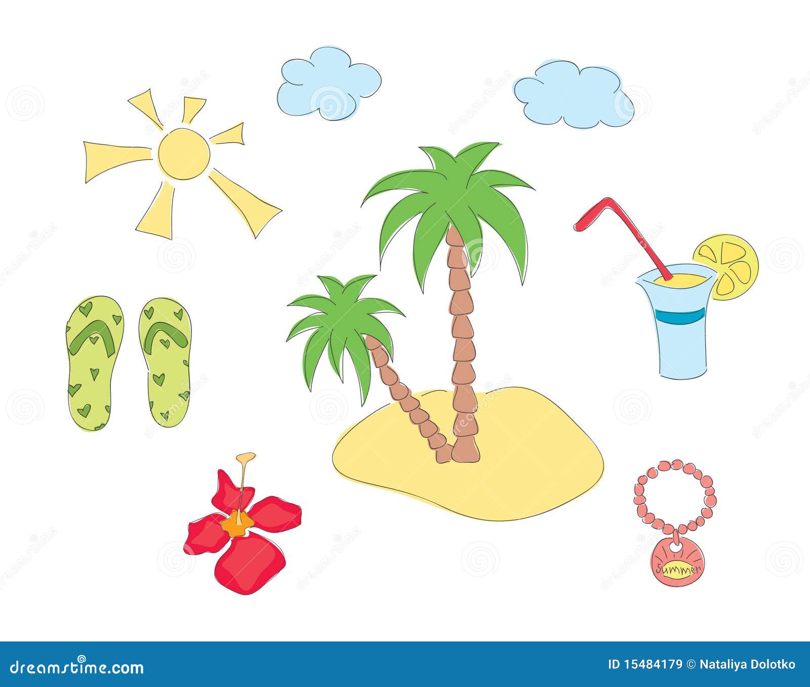 Summer elements stock vector. Illustration of foliage - 15484179