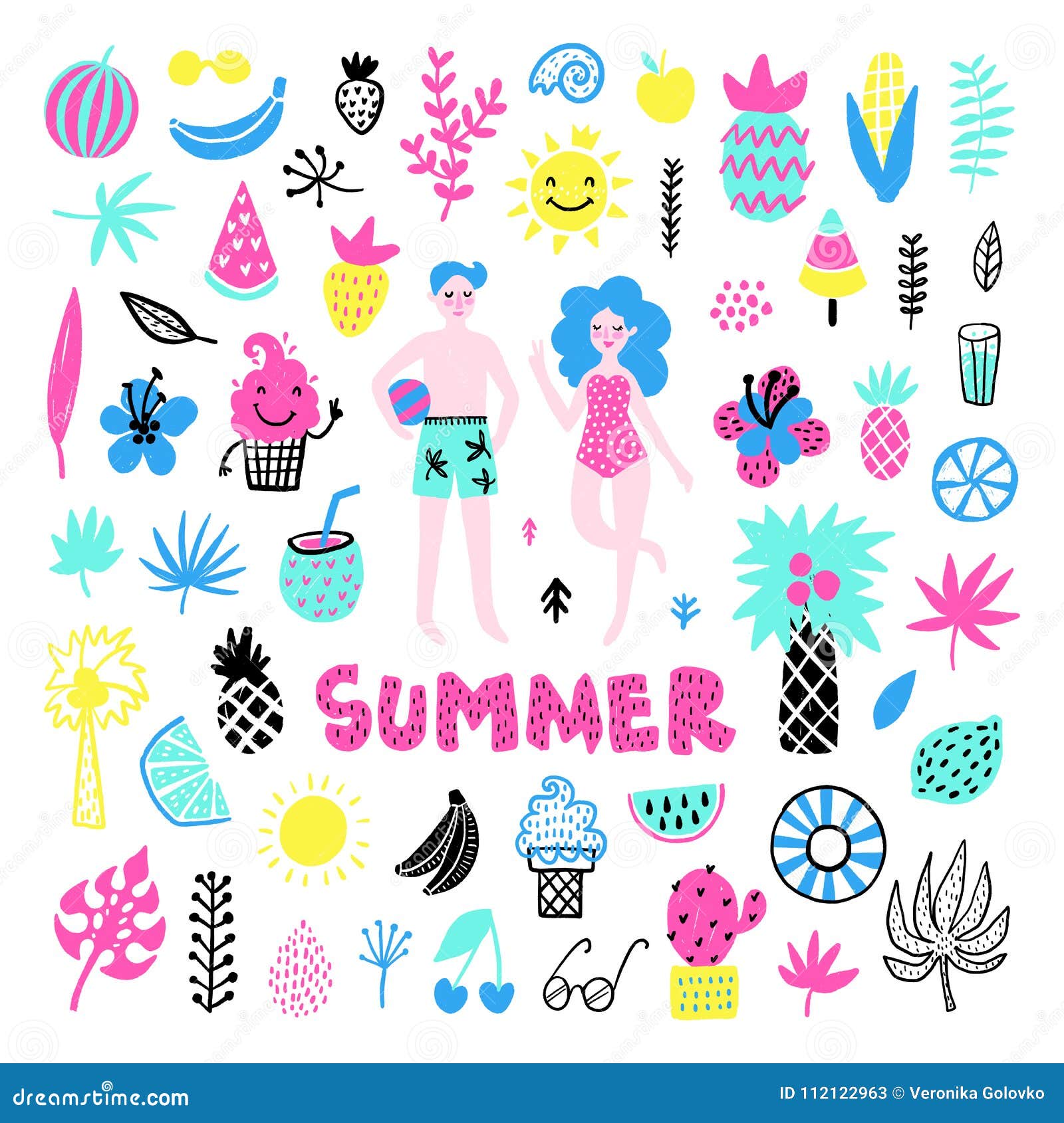 Vector summer elements stock illustration. Illustration of sign - 112122963