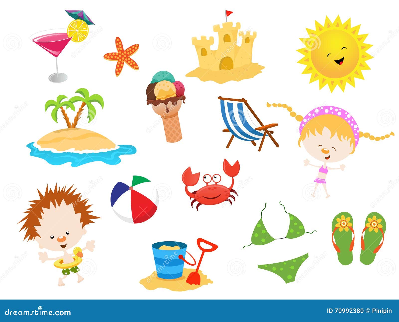 Summer Elements stock vector. Illustration of beach, cheerful - 70992380