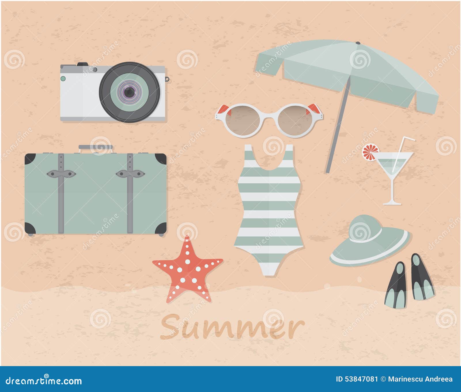 Summer Elements stock vector. Illustration of summer - 53847081
