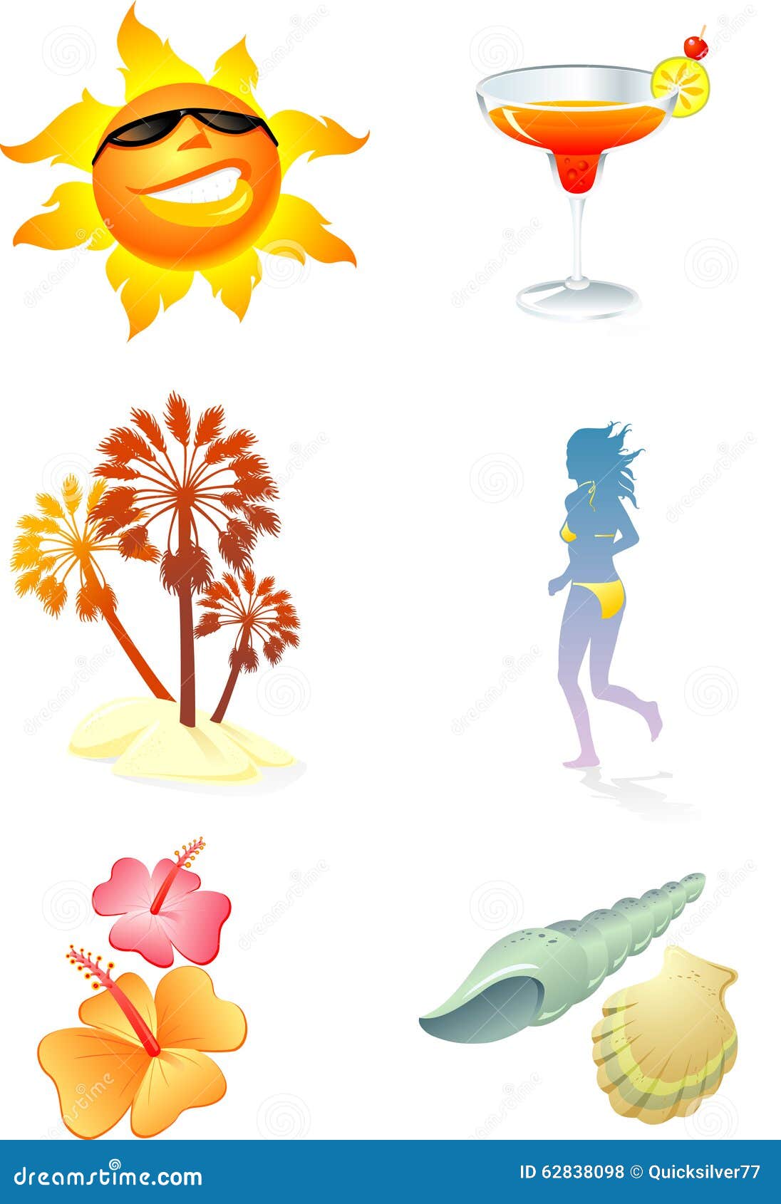 Summer Elements and Objects Stock Vector - Illustration of happiness ...