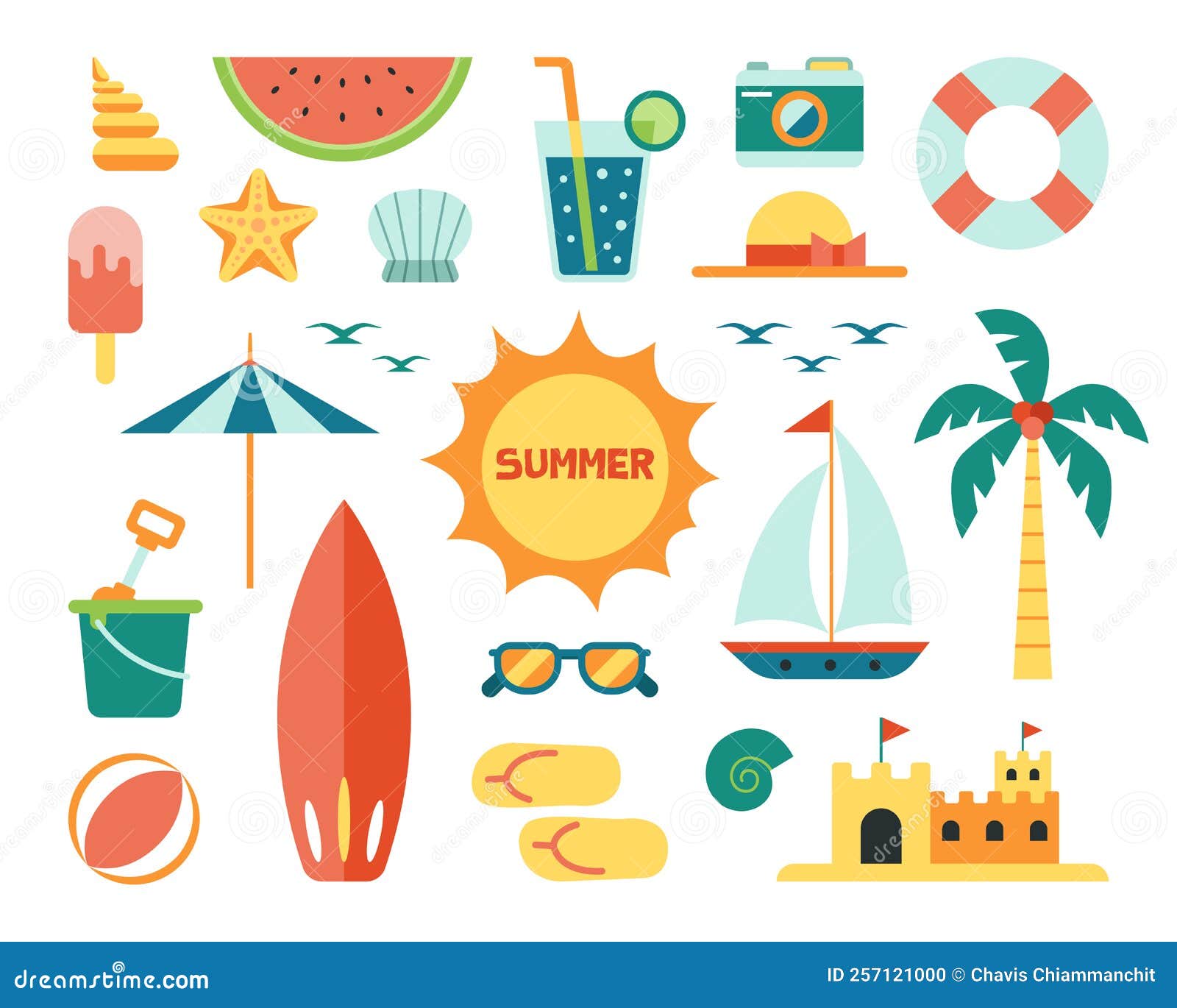 Summer Elements Set Cartoon Illustration Stock Vector - Illustration of ... Summer Elements Set Cartoon Illustration Stock Vector - Illustration of ...