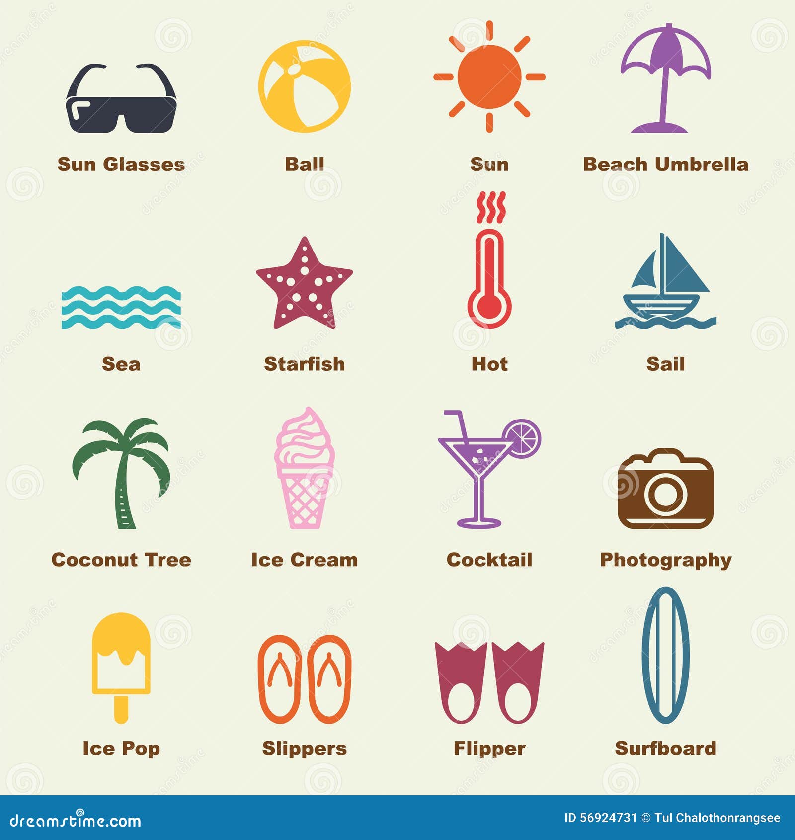 Summer elements stock vector. Illustration of flat, boat - 56924731