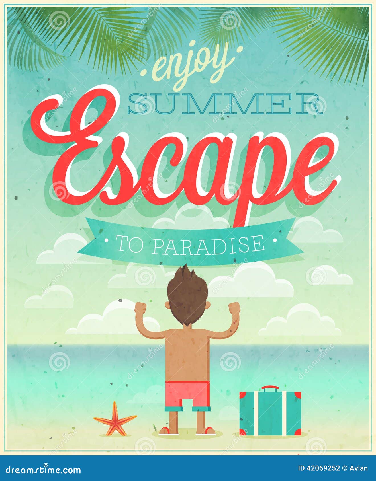 Summer Escape poster. stock vector. Illustration of lettering - 42069252