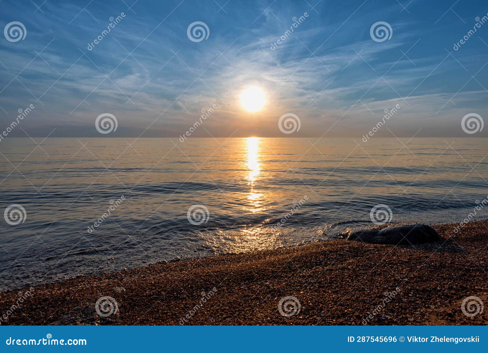 Sunset on the lake stock photo. Image of sunrise, cloud - 287545696