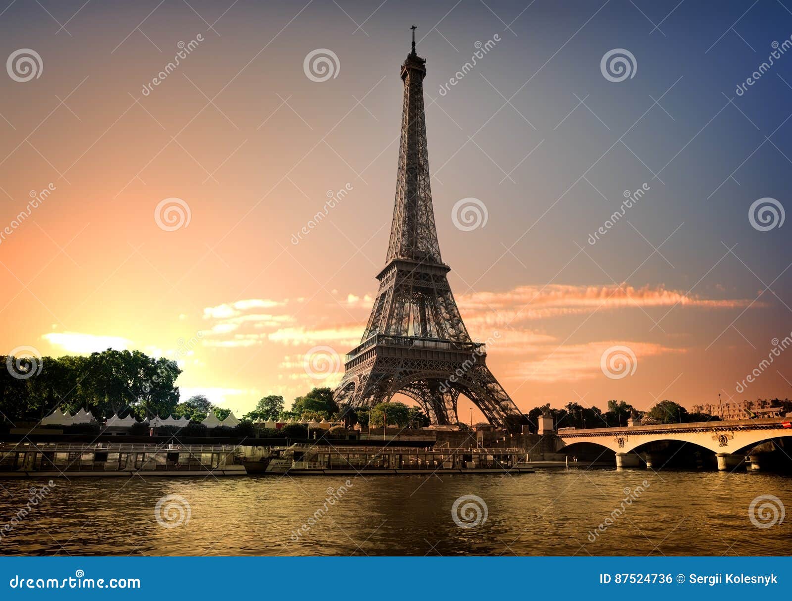 Summer evening in Paris stock photo. Image of romantic - 87524736