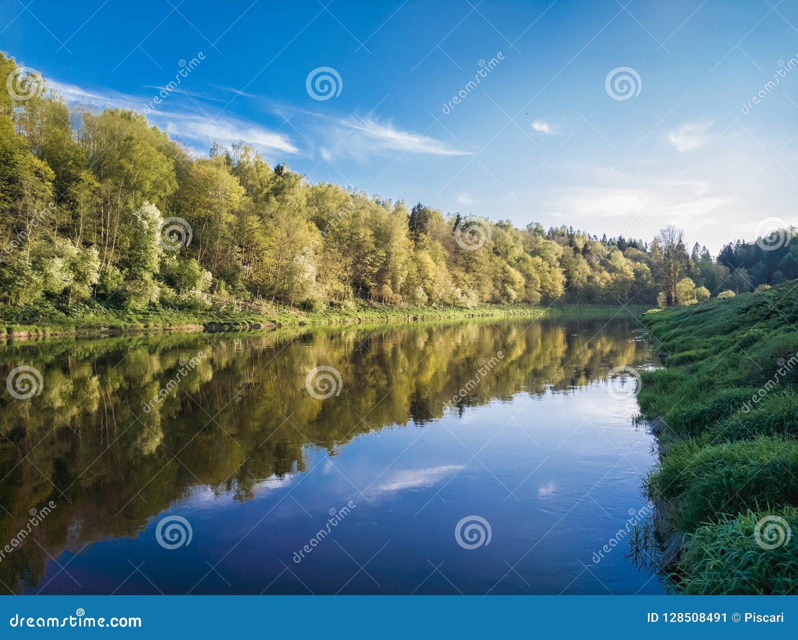 Summer Evening on the River Stock Image - Image of june, reflection ...