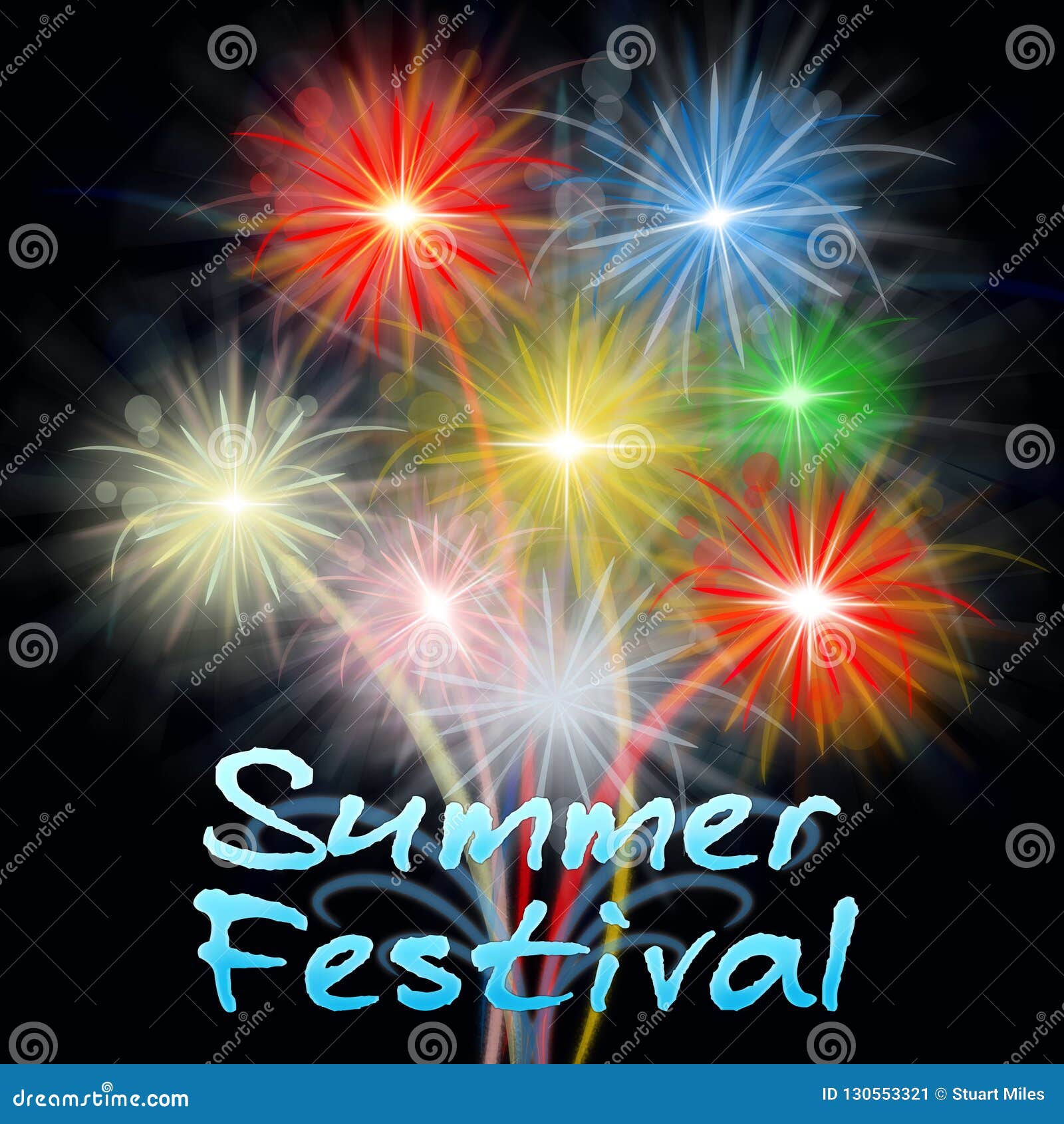 Summer Festival Fireworks Shows Exploding Fiesta Pyrotechnics Stock ...