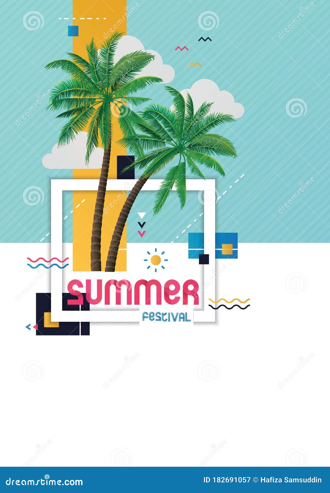 Summer Festival Poster Design Stock Vector - Illustration of advert ...