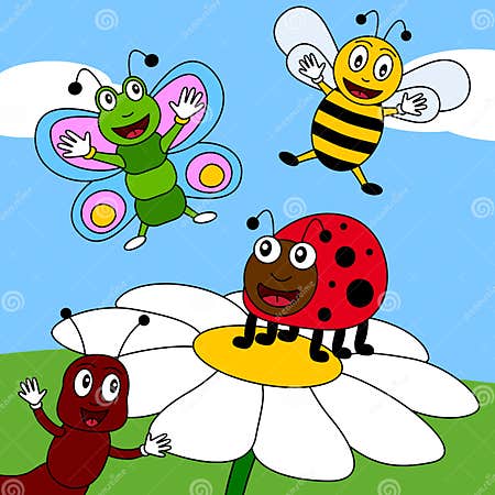 Summer Field with Insects [2] Stock Vector - Illustration of cartoon ...