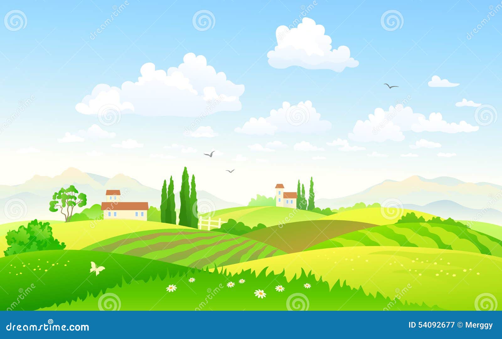 Summer fields stock vector. Illustration of country, beautiful - 54092677
