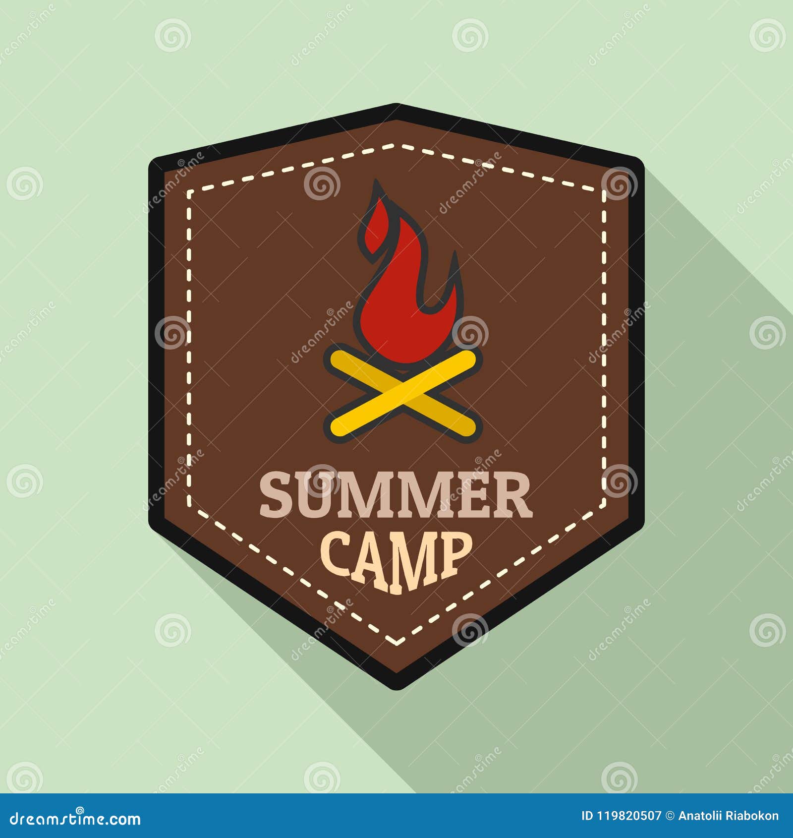 Summer Fire Camp Logo, Flat Style Stock Vector - Illustration of fire ...