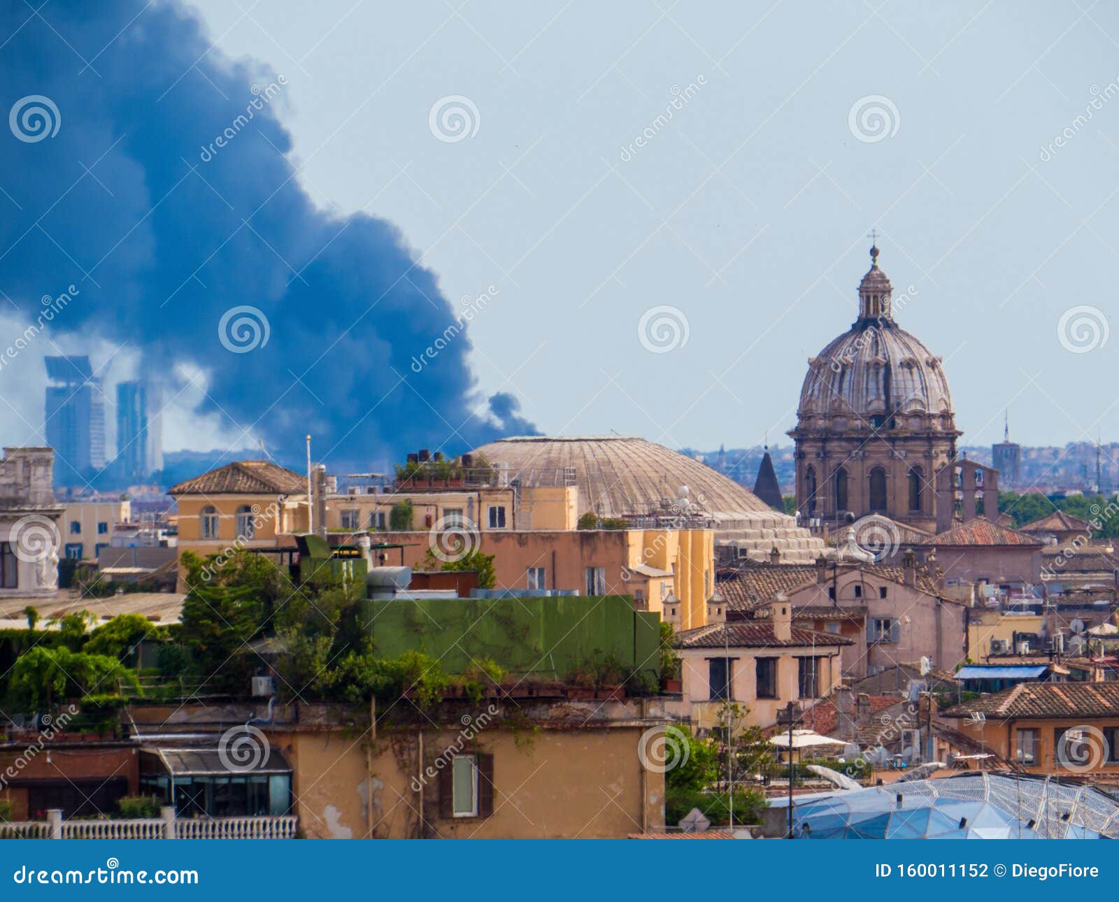 Fire in Rome stock photo. Image of cathedral, european - 160011152