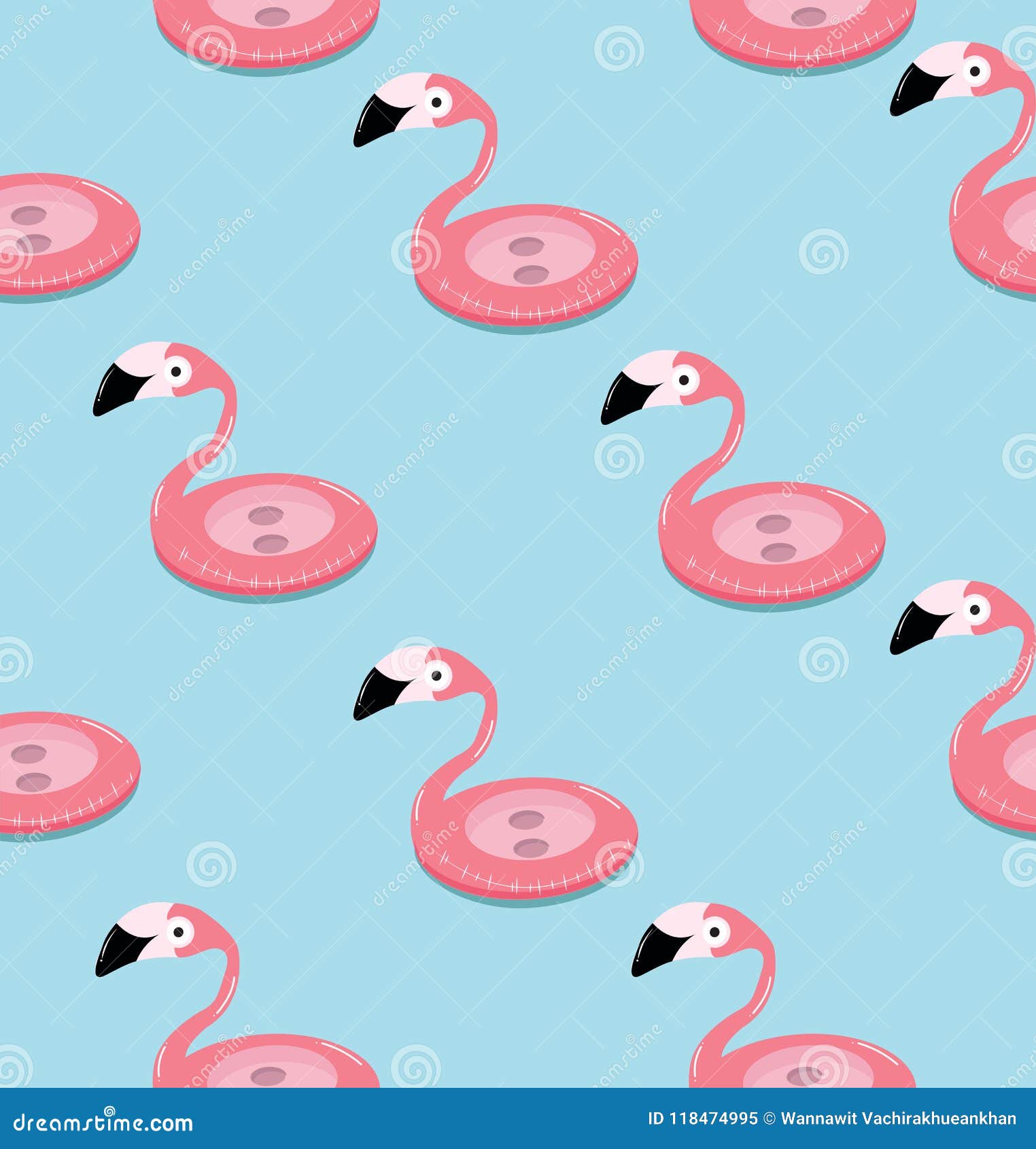 Summer Flamingo Float Swimming Pool Ring Pattern Stock Vector ...