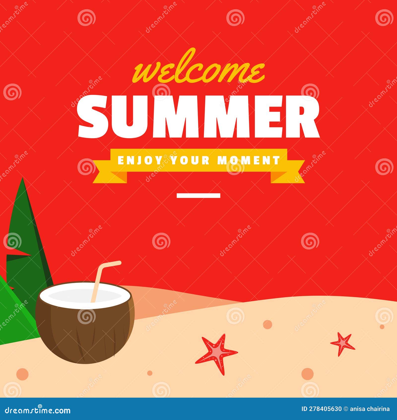 Summer Flat Design Event Illustration Stock Illustration - Illustration ...