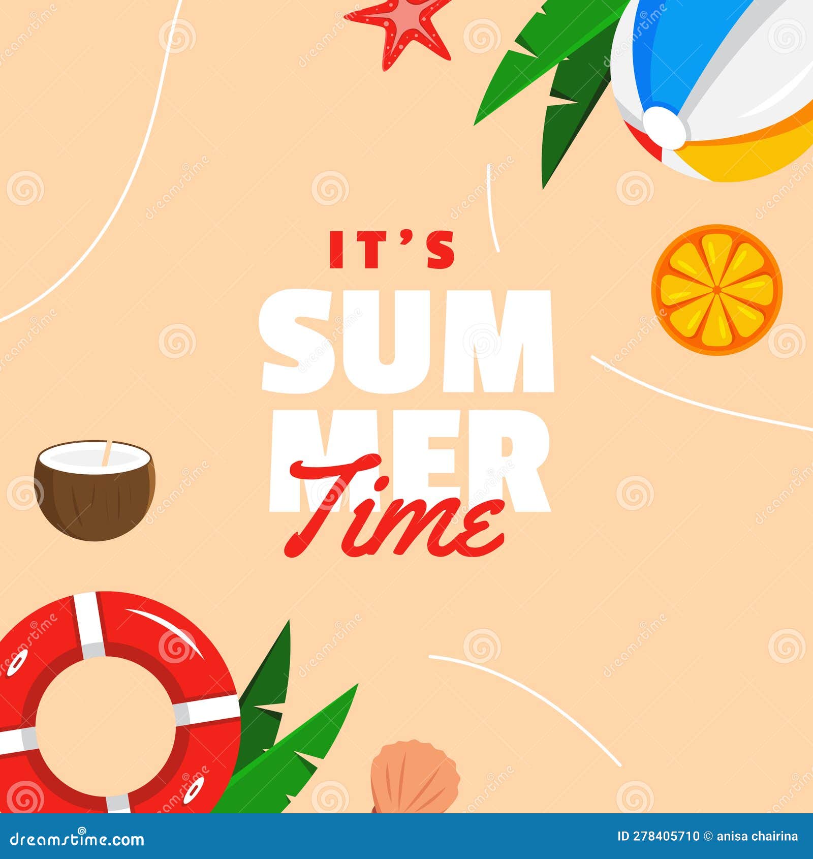 Summer Flat Design Event Illustration Stock Illustration - Illustration ...