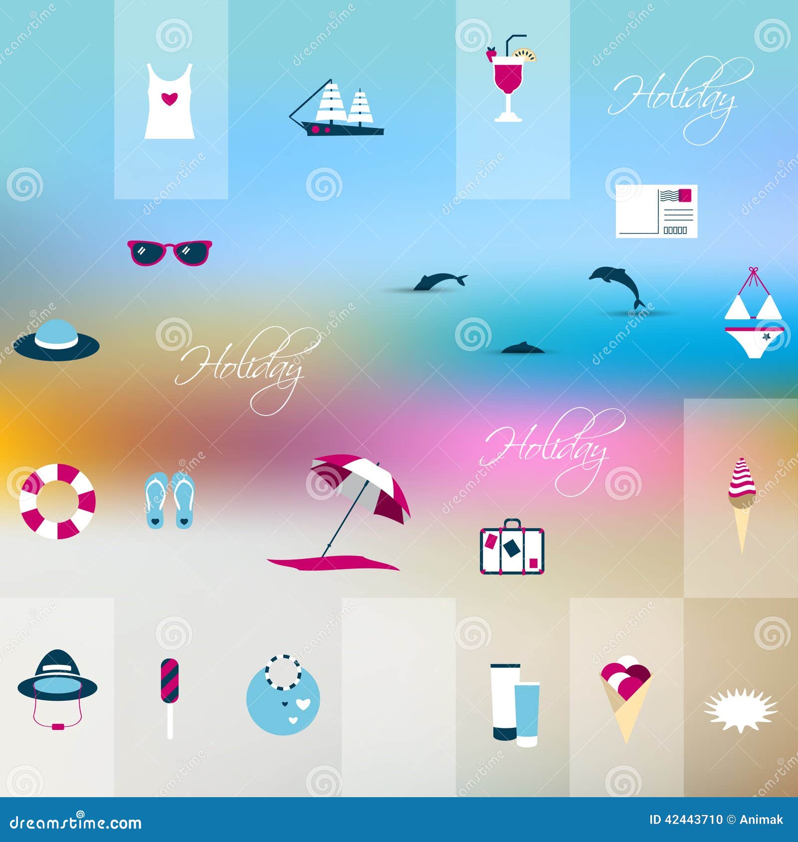 Summer flat icon concept. stock vector. Illustration of blue - 42443710