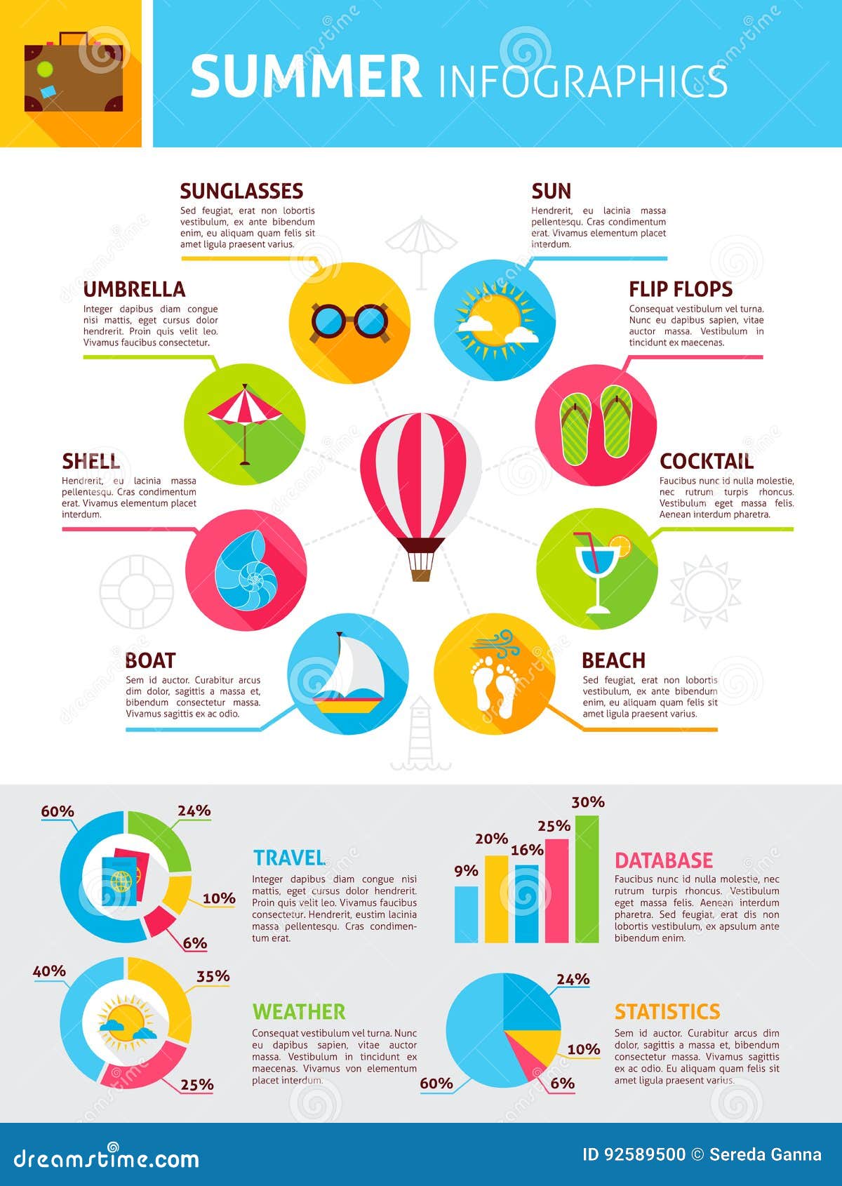 Summer Infographic Set Vector Illustration | CartoonDealer.com #209544154