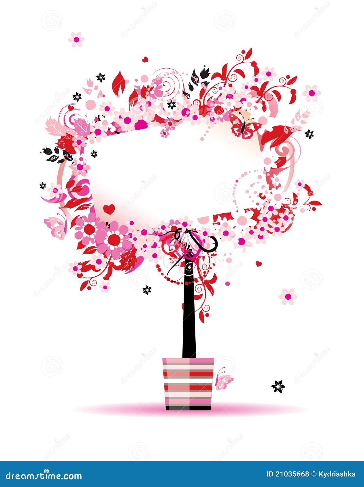 Summer Floral Tree in Pot for Your Design Stock Vector - Illustration ...