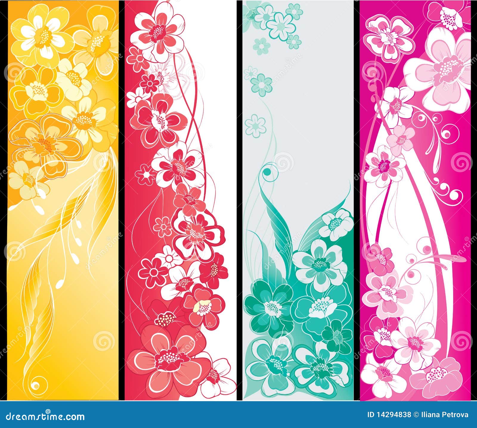 Summer flowers banners stock vector. Illustration of floral - 14294838