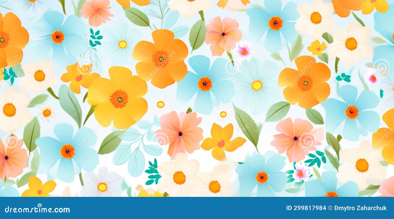 Summer Flowers Pattern in Flat Style , Wallpaper , Generative AI Stock ...