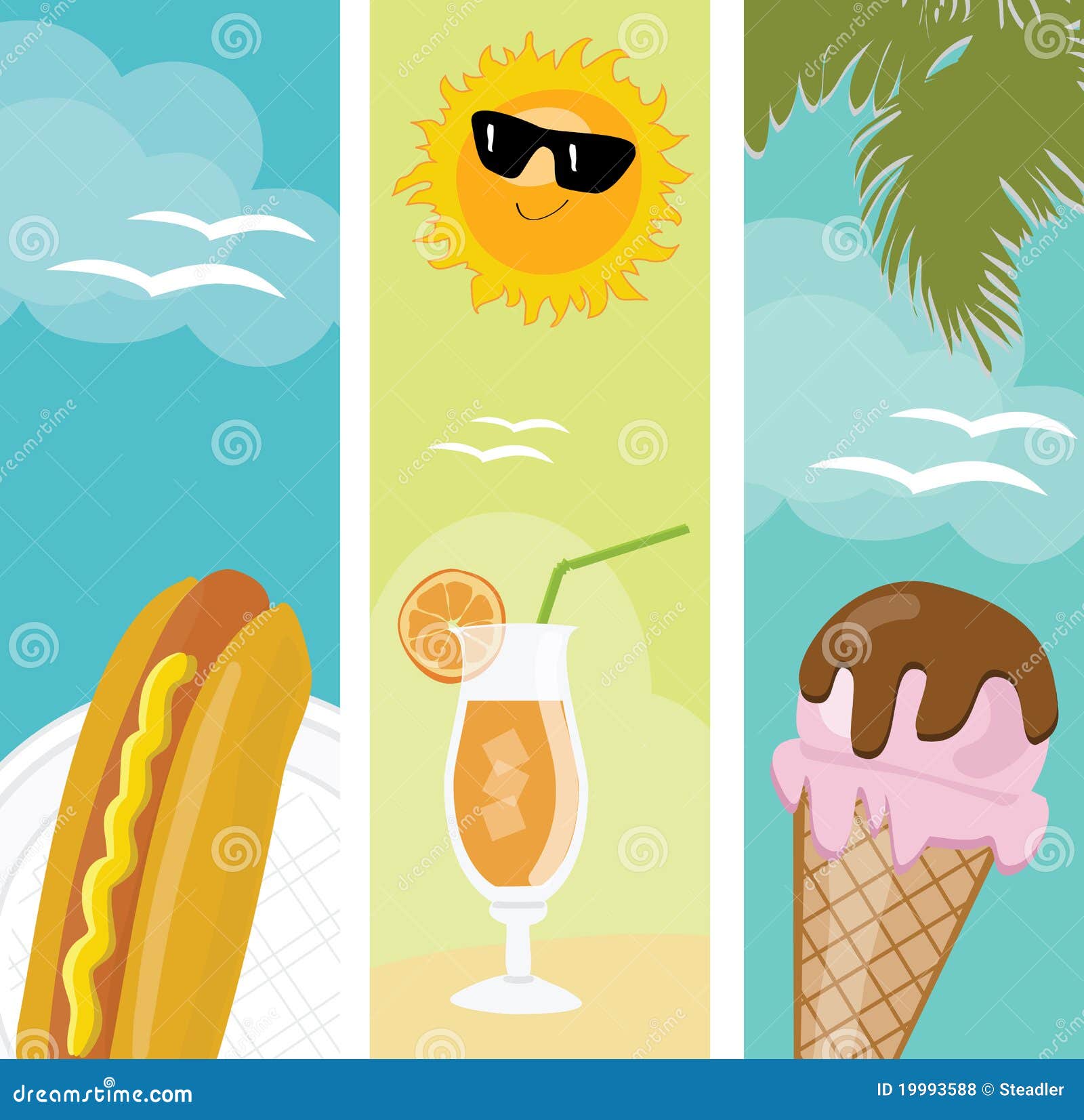 Summer food banners stock illustration. Illustration of eating - 19993588