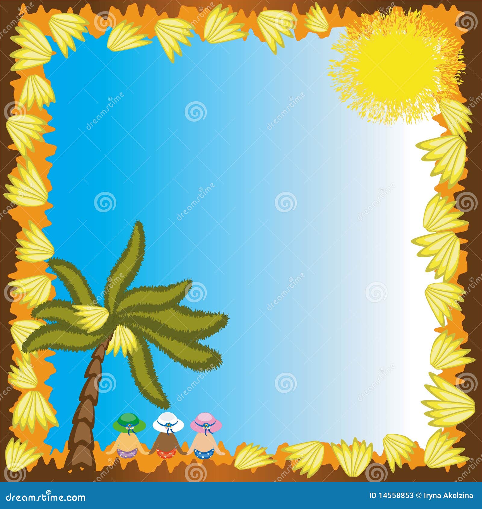 Summer frame stock vector. Illustration of fantasy, bananas - 14558853