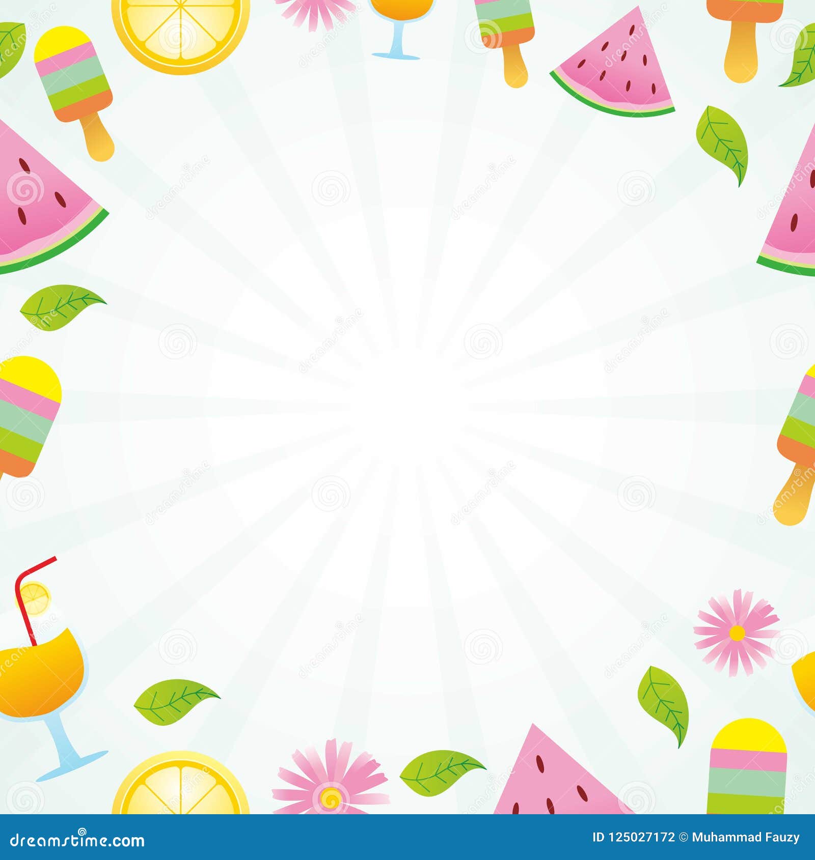 Summer Frame Backgound with Tropical Fruit and Ice Cream Stock ...