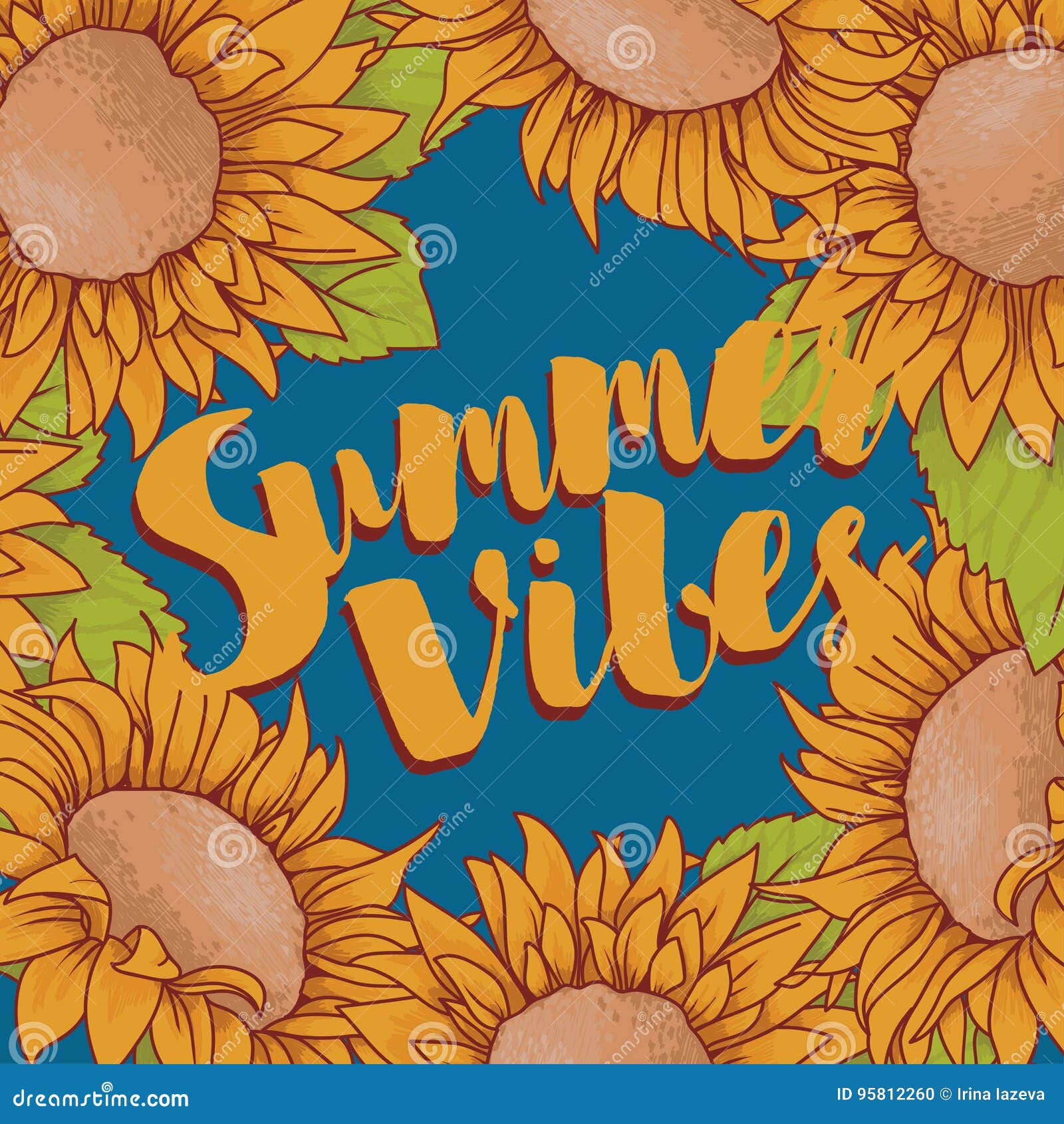 Summer Frame Formed Beautiful Sunflowers Stock Vector - Illustration of ...