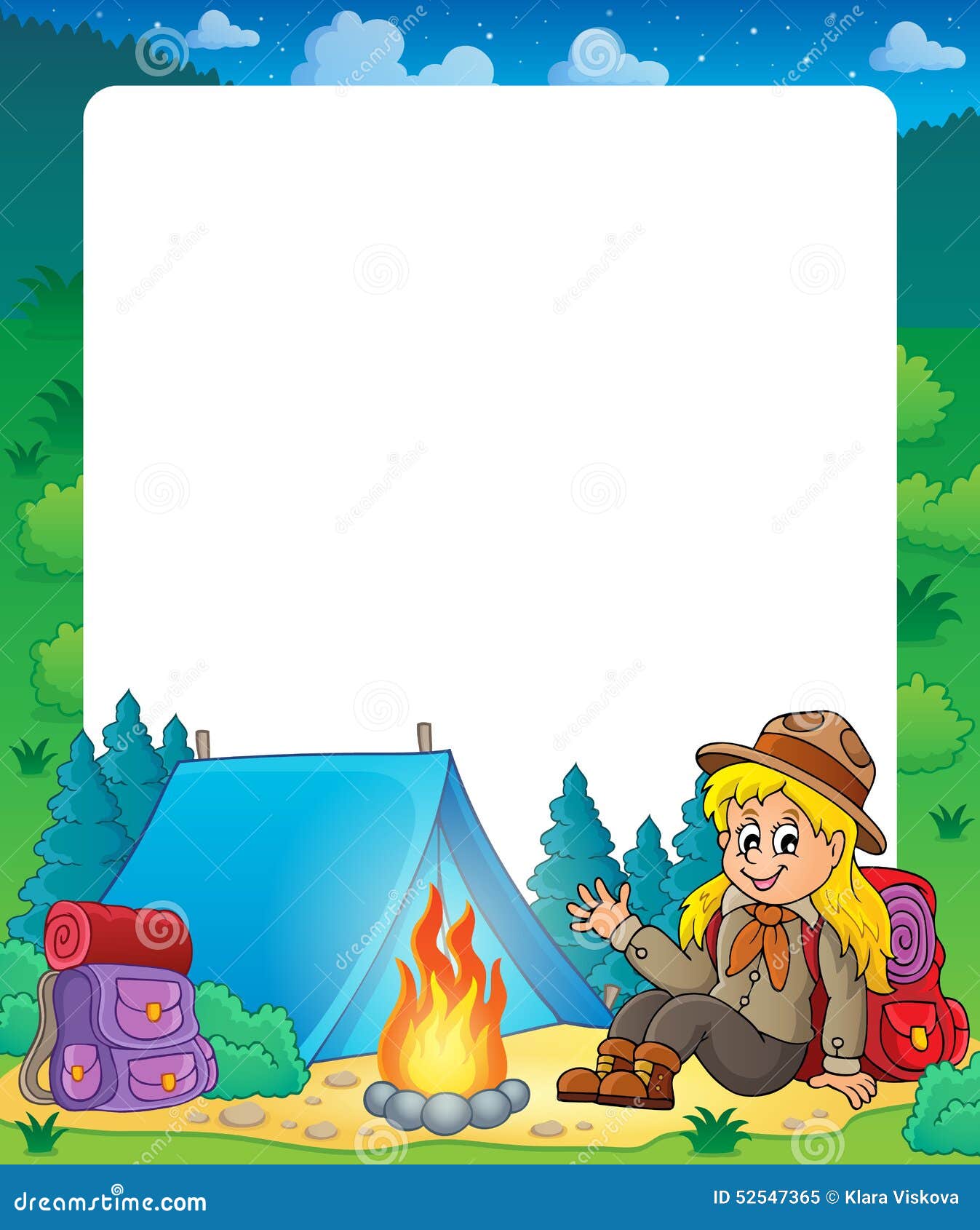 Summer Frame with Scout Girl Theme 1 Stock Vector - Illustration of ...