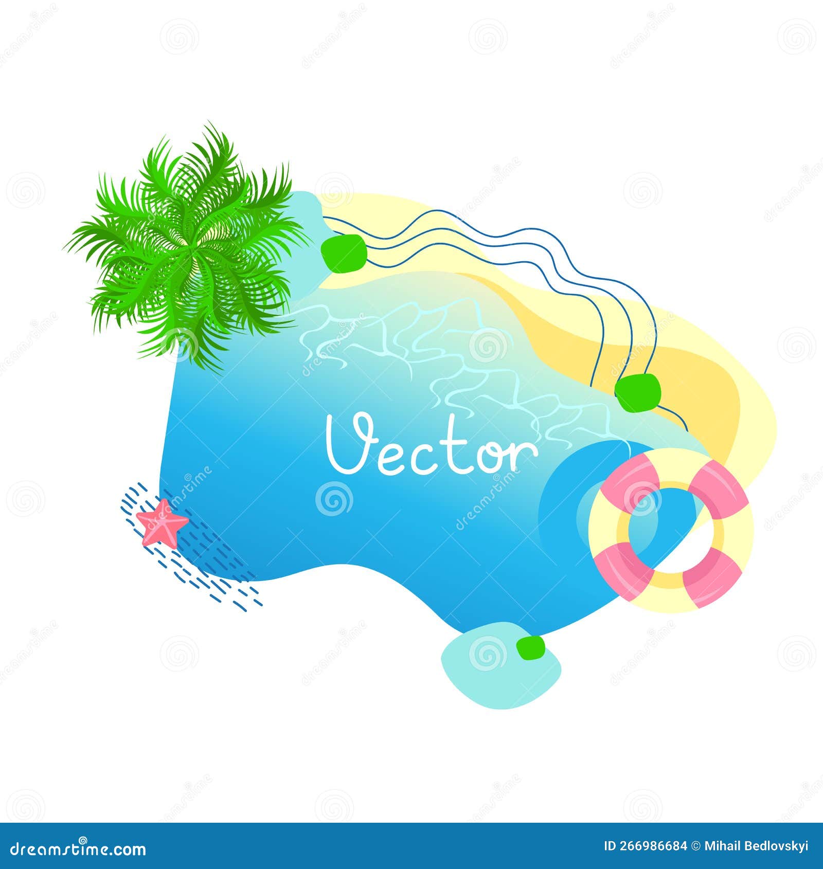 Summer Background Frame with Sea and Beach Aerial View Stock Vector ...