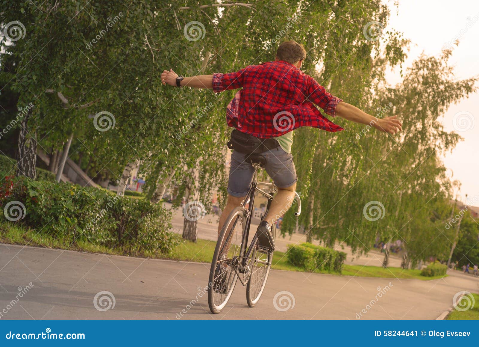 Summer Freedom. Biker Ride Away with No Hands Stock Image - Image of ...