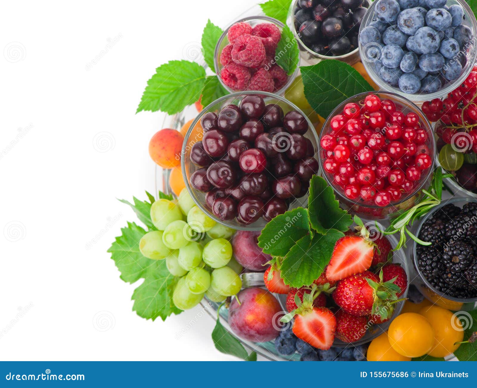 Summer Fresh Berries of Different Types on a White Background Stock ...