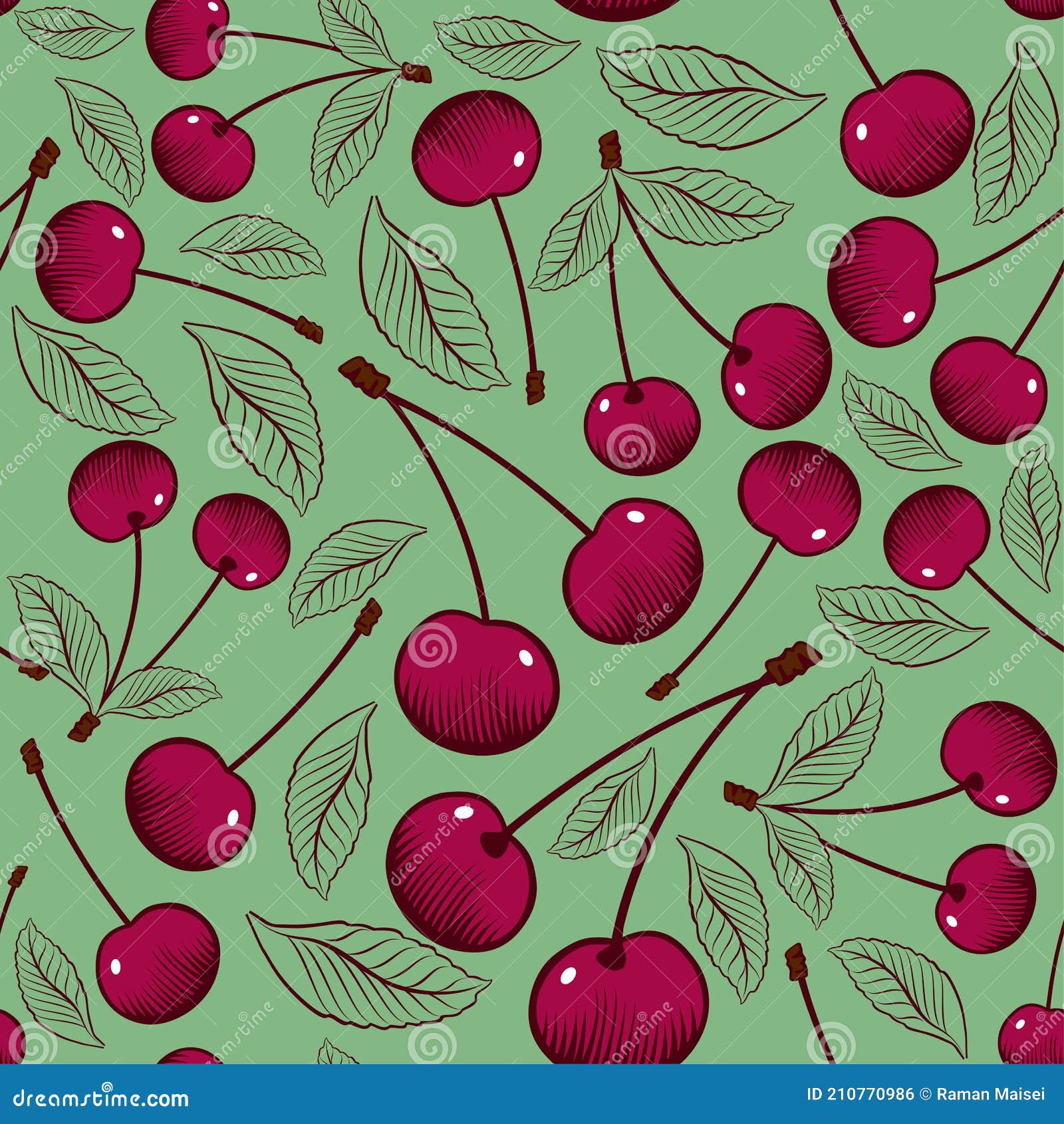 Ripe Cherry With Leaves, Lineart Sketch. Just A Childish Drawing ...